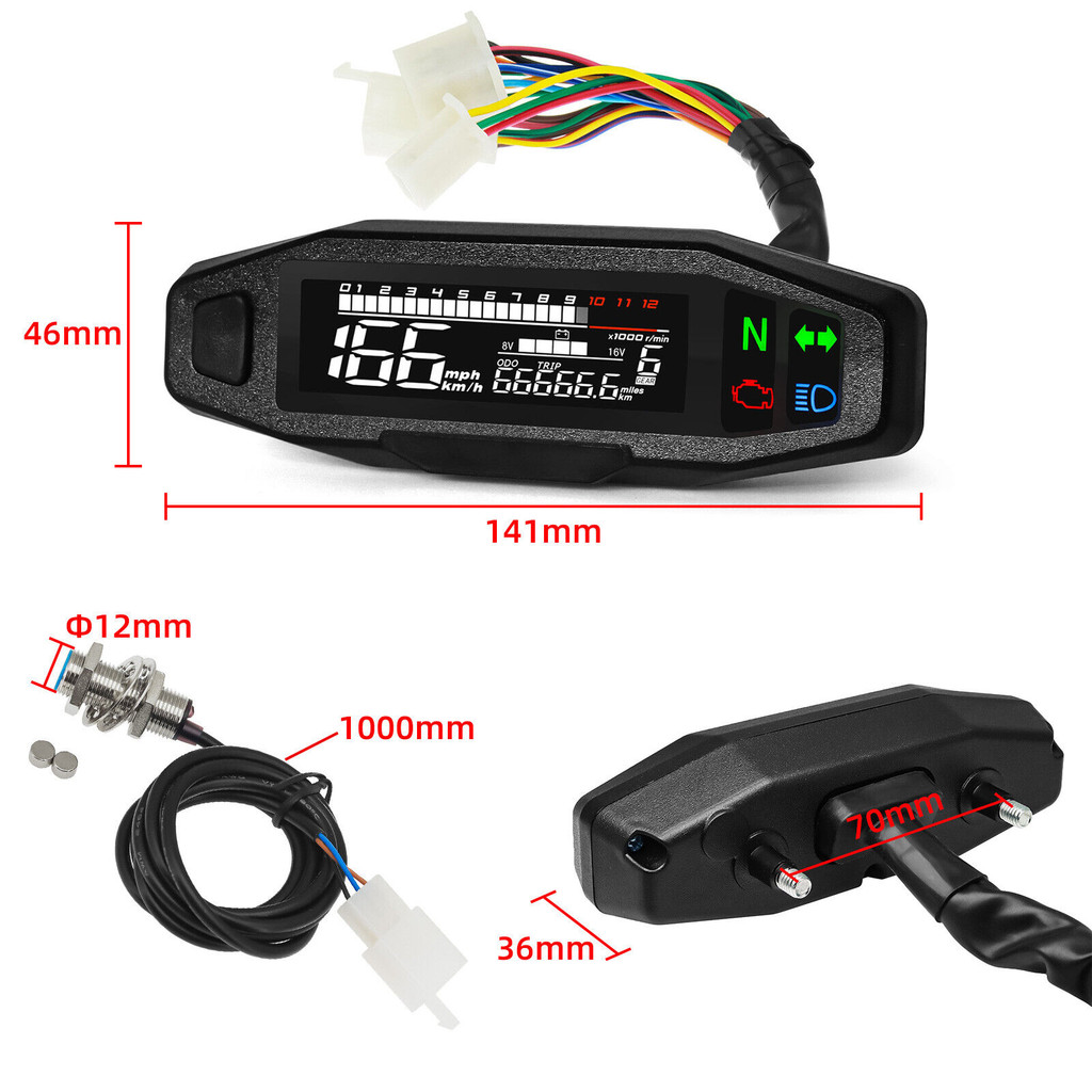 Newest Mini Universal RPM Motorcycle Meter Speedometer Digital Odometer ...