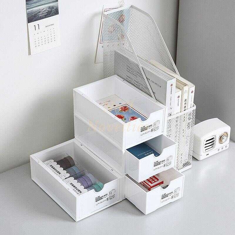 Multi-Purpose Stackable Desktop Table Desk Drawer Sorting Box Storage ...