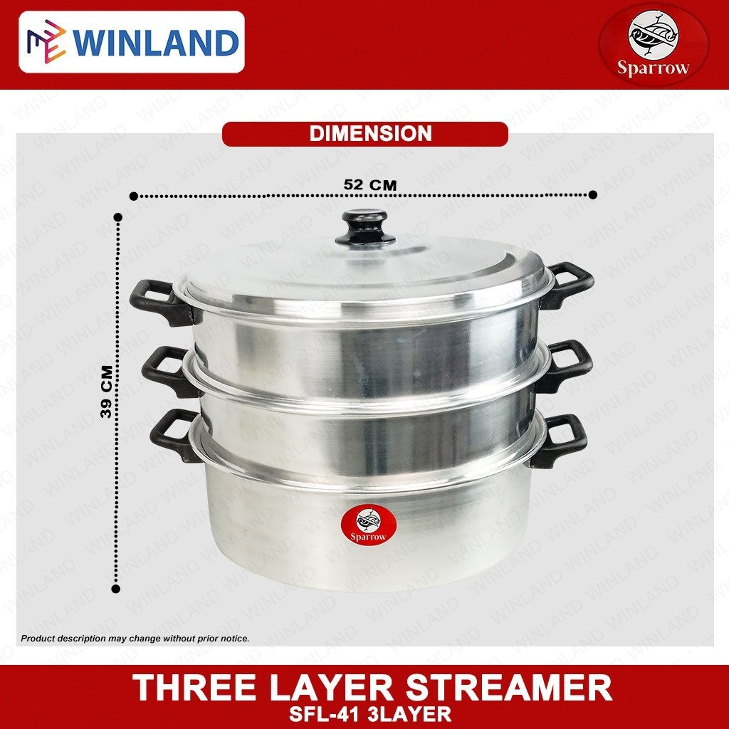Sparrow by Winland 3 Layer 41cm Stainless Big Siomai Siopao Dimsum Puto ...