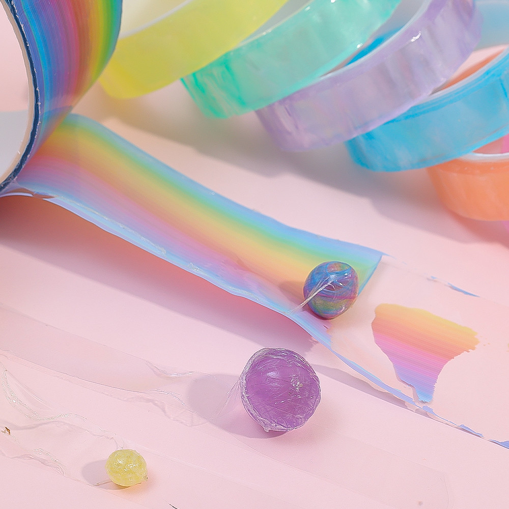 6 Rolls Colorful Sticky Ball Tape - Decompression Adhesive Rolling ...