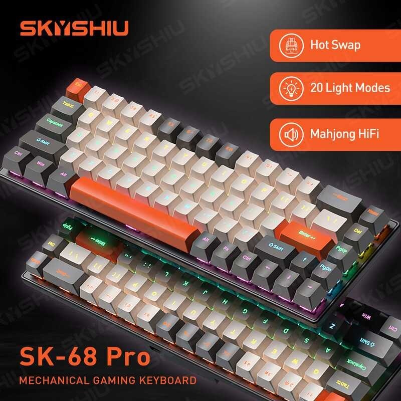 68 SKYSHIU Sk-68 Keys nical Keyboard Hot Swap With Red Switches ...