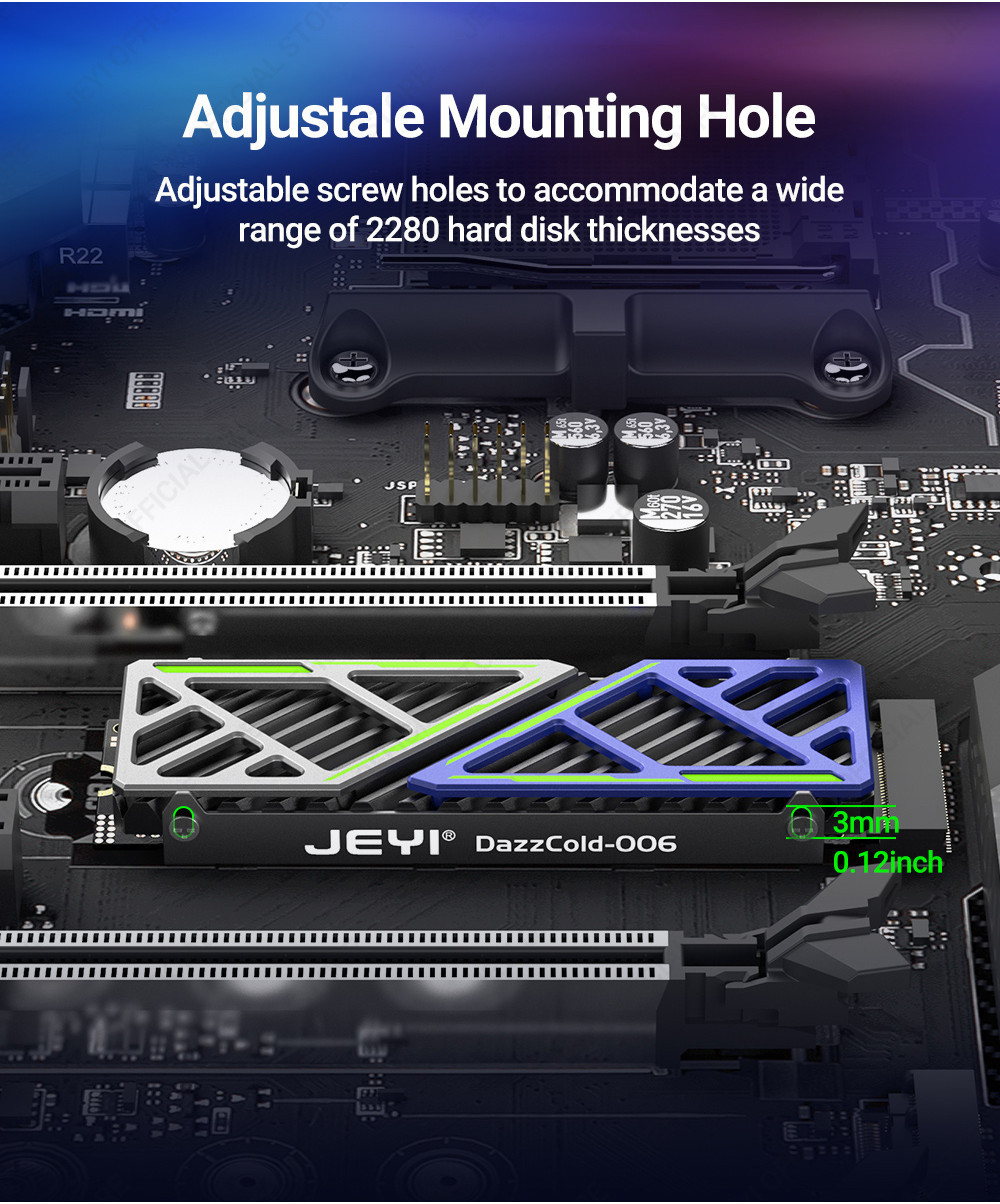 JEYI cooling slot Dazzcold M.2 SSD Heatsink 2280 NVME NGFF Radiator ...