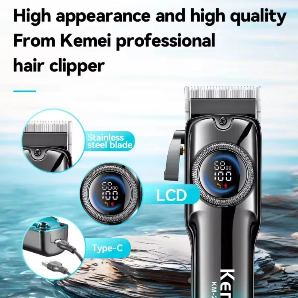 Kemei Professional Hair Clipper Electric Cordless Hair Trimmer Rechargeable Barber For Men's ...