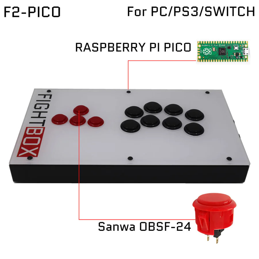 FightBox F1-F10 Raspberry PICO Zero Delay Joystick Game Controller with Multi Button Keyboard ...