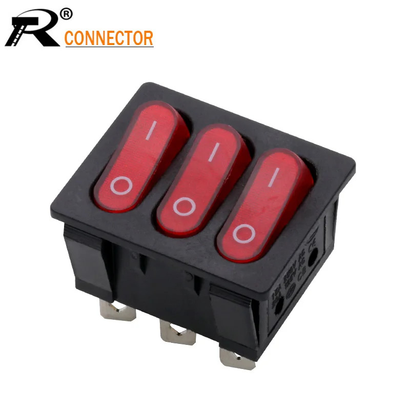 10PCS Three-Way with Light ON-OFF 9 Pin Switch 3 In 1 Rocker Switch 15A ...