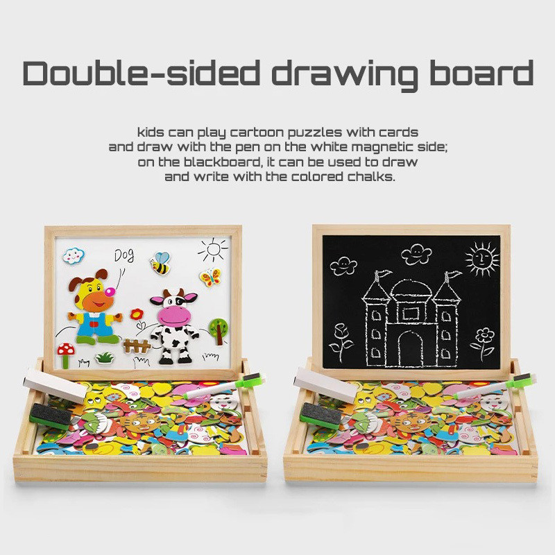 Wooden Multifunction Magnetic Drawing Learning Educational Puzzle Toy ...