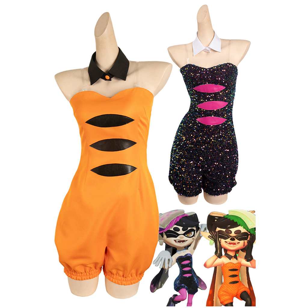 § Callie Women Cosplay Dress Costume Game Splatooning Roleplay Orange ...
