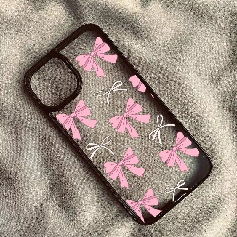 Lovely Pink Bow Phone Case For iPhone 11 14 15 16 Pro Max 13 12 16e XR ...