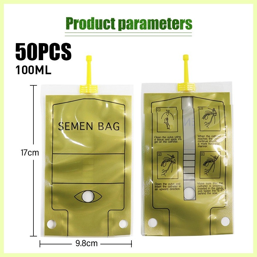 50Pcs 100ml Disposable Pig Semen Storage Sealed Insemination Bag For ...