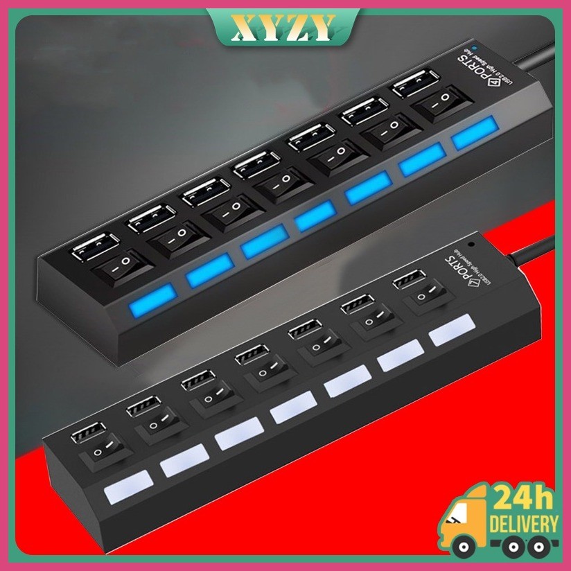 ∦ 【Ready stock】7-Port HUBs High Speed USB 2.0 Multi HUB Splitter ...