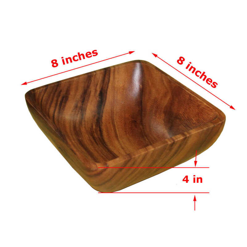 1 Pc SANDERWOOD Square Wooden Salad Bowl 4X8x8 Inches 256684 D6 ...