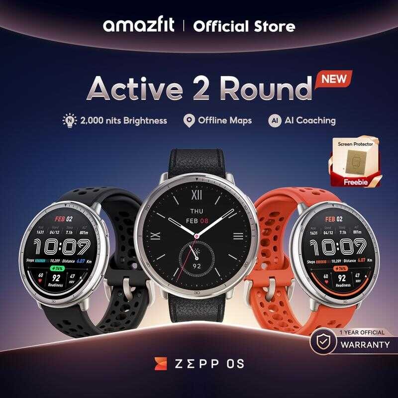 [New] Amazfit Active 2 Round 44Mm Smart Watch 1.32" AMOLED GPS ...