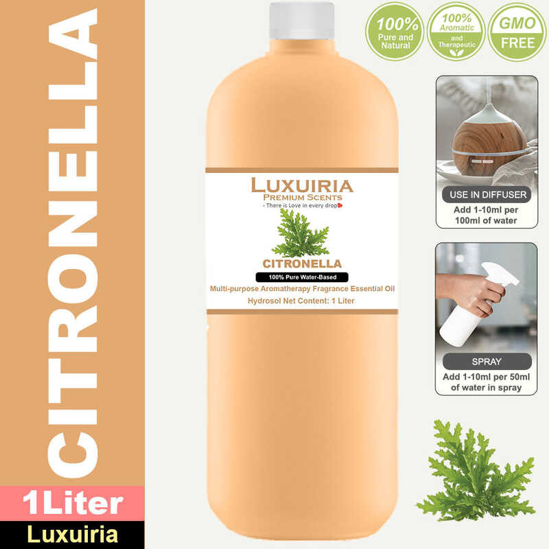 LUXUIRIA Citronella 1 Liter Hydrosol Pure Concentrated Water-Based ...