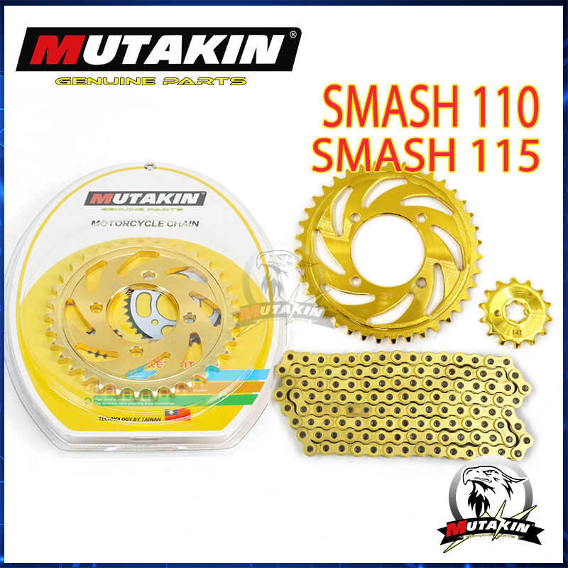 MUTAKIN SMASH 110/Smash 115 Sprocket Gold Chain Set 428H-14T-34T-110L ...