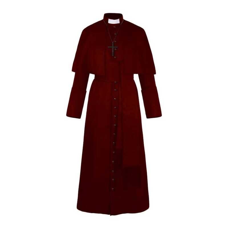 Xj Roman Black Priest Cassock Robe Belt Clergyman Vestments Medieval ...