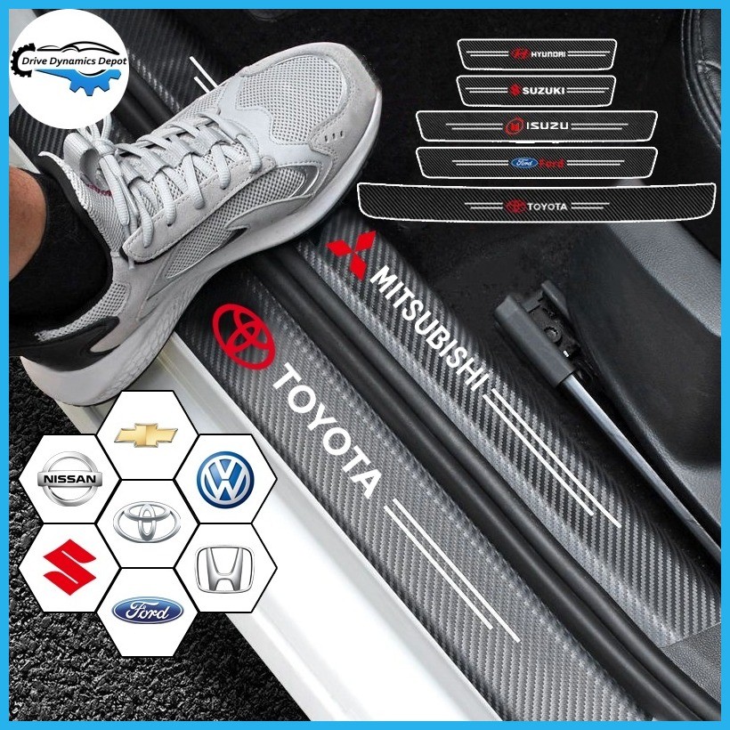 ♀ 4PCS/Set Car Door Threshold Sill Sticker Carbon Fiber Car Door Sill ...