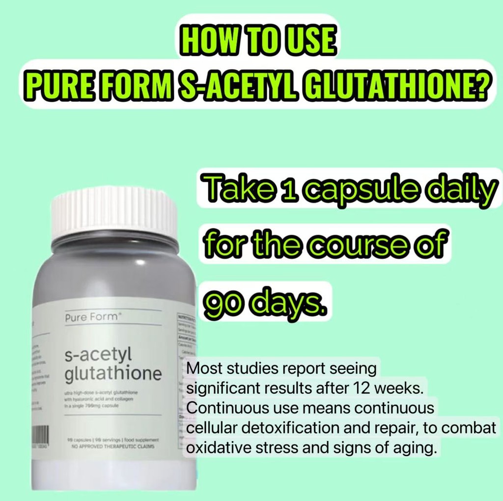 Pure Form S Acetyl Glutathione Collagen Gluta Capsules combat oxidative ...