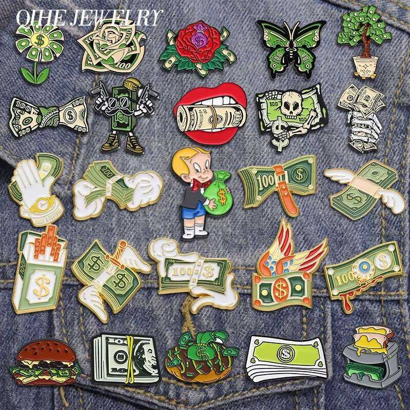 Creative COD US Dollar Money Collection Enamel Pins Cartoon Banknote ...