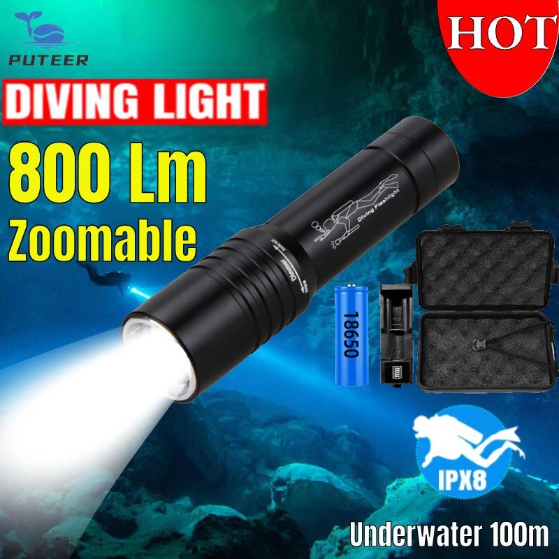 Underwater Diving Flashlight Professional IP68 Scuba Diving Flashlight ...