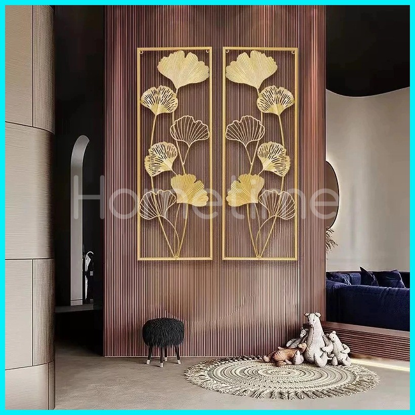 【Big Size】Metal Wall Decor with Square Frame Leaf Wall Art Decor Gold ...