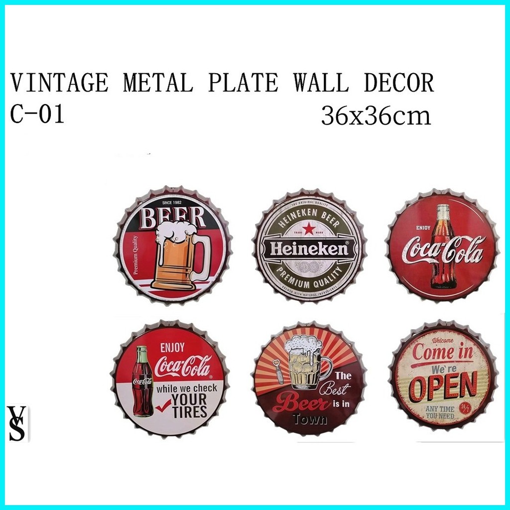 VINTAGE METAL WALL DISPLAY 36CM COCA COLA/COFEE/BEER Bottle Cap Group ...