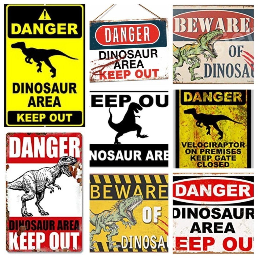 Danger - Dinosaur Area Jurassic Keep Out Park ,Vintage Metal Tin Sign ...