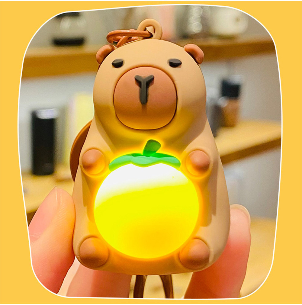 Cartoon Capybara Doll Key Chain Illuminated with Lights Anime Capybara ...