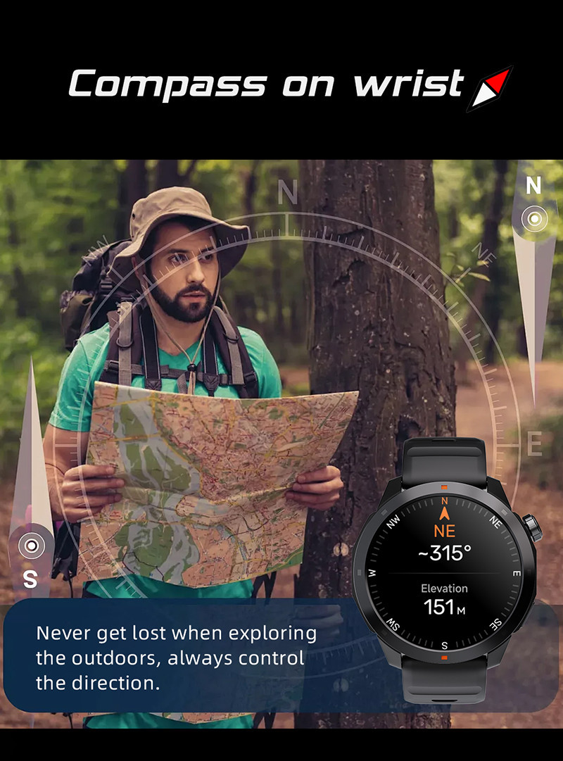 NORTH EDGE X-TREK 2 GPS Track routs Sports Smart Watch 1.43 Amoled ...