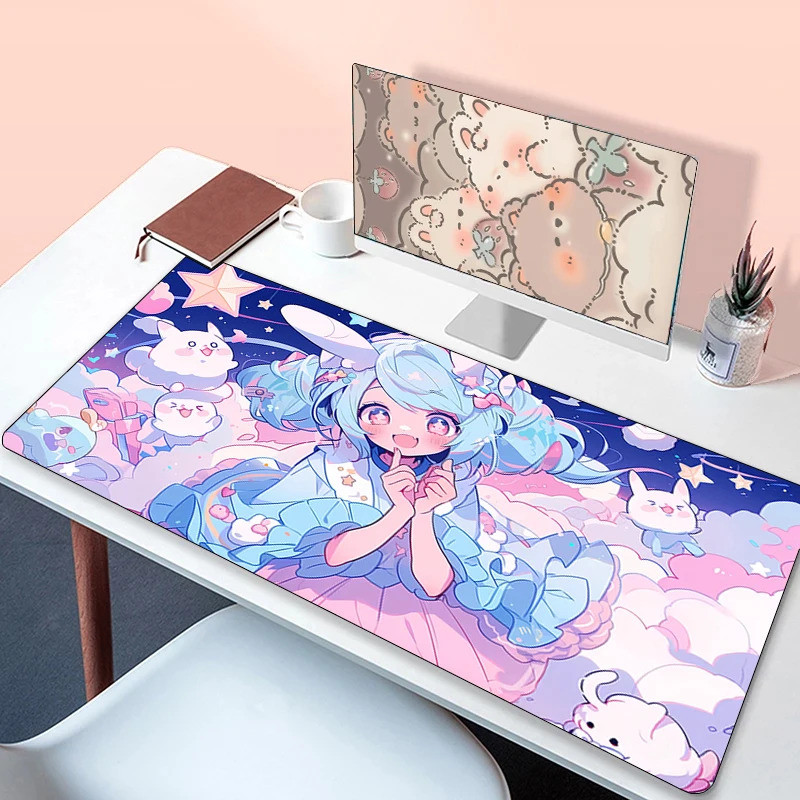 Deskmat Kawaii Girl Anime Mouse Pad Gaming Pc Accessories Non-slip ...