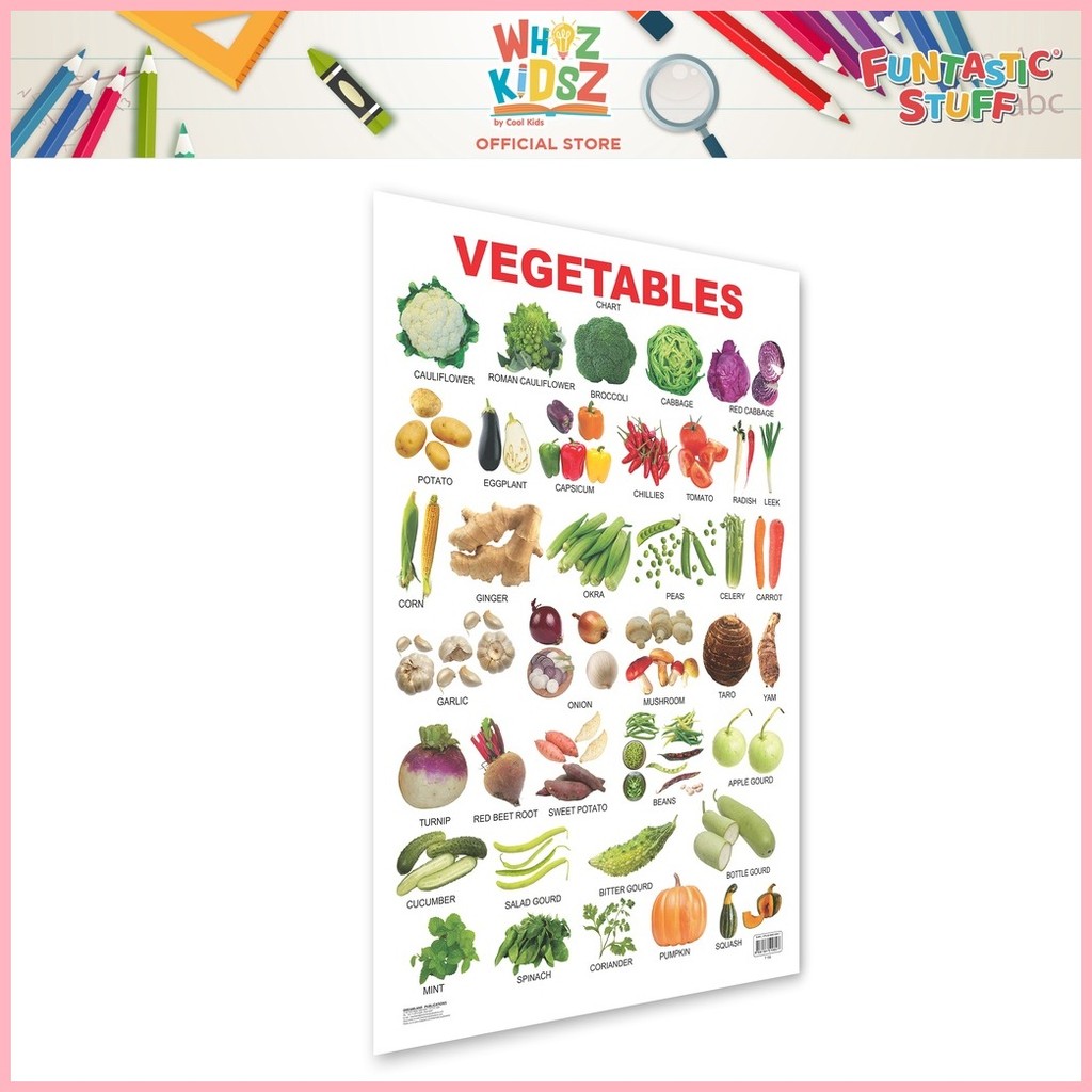 ♂ 卍 Whiz Kidsz Vegetables Laminated Wall Chart, Educational Chart for ...