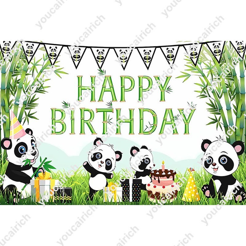 Panda theme party decoration babybus birthday banner balloon cake ...