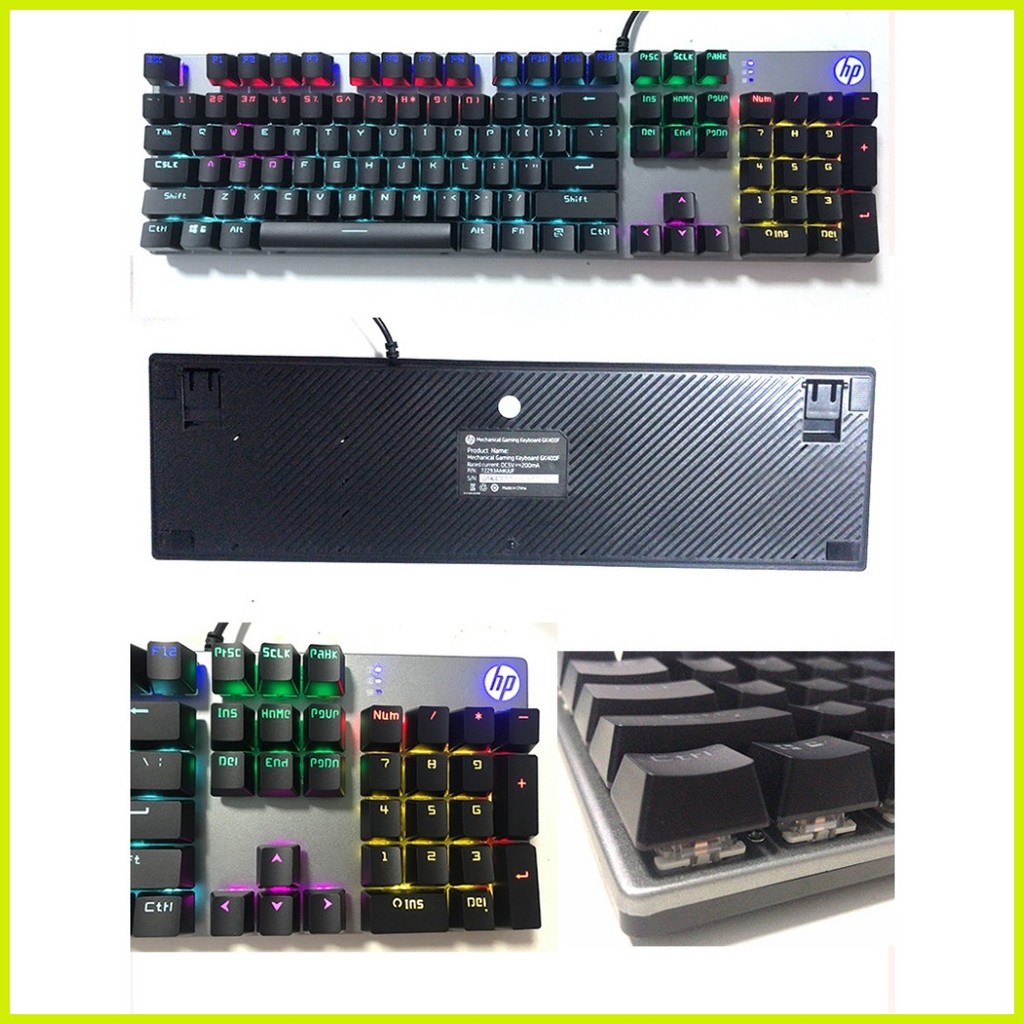 ♨ ☾ HP GK400F Real Mechanical Keyboard Wired Mixed Backlight Gaming ...
