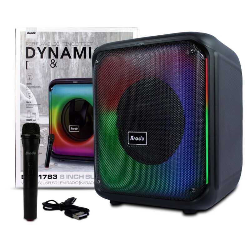 Colorful Brodu 8-Inch LED Light Karaoke Bluetooth Portable Rechargeable ...