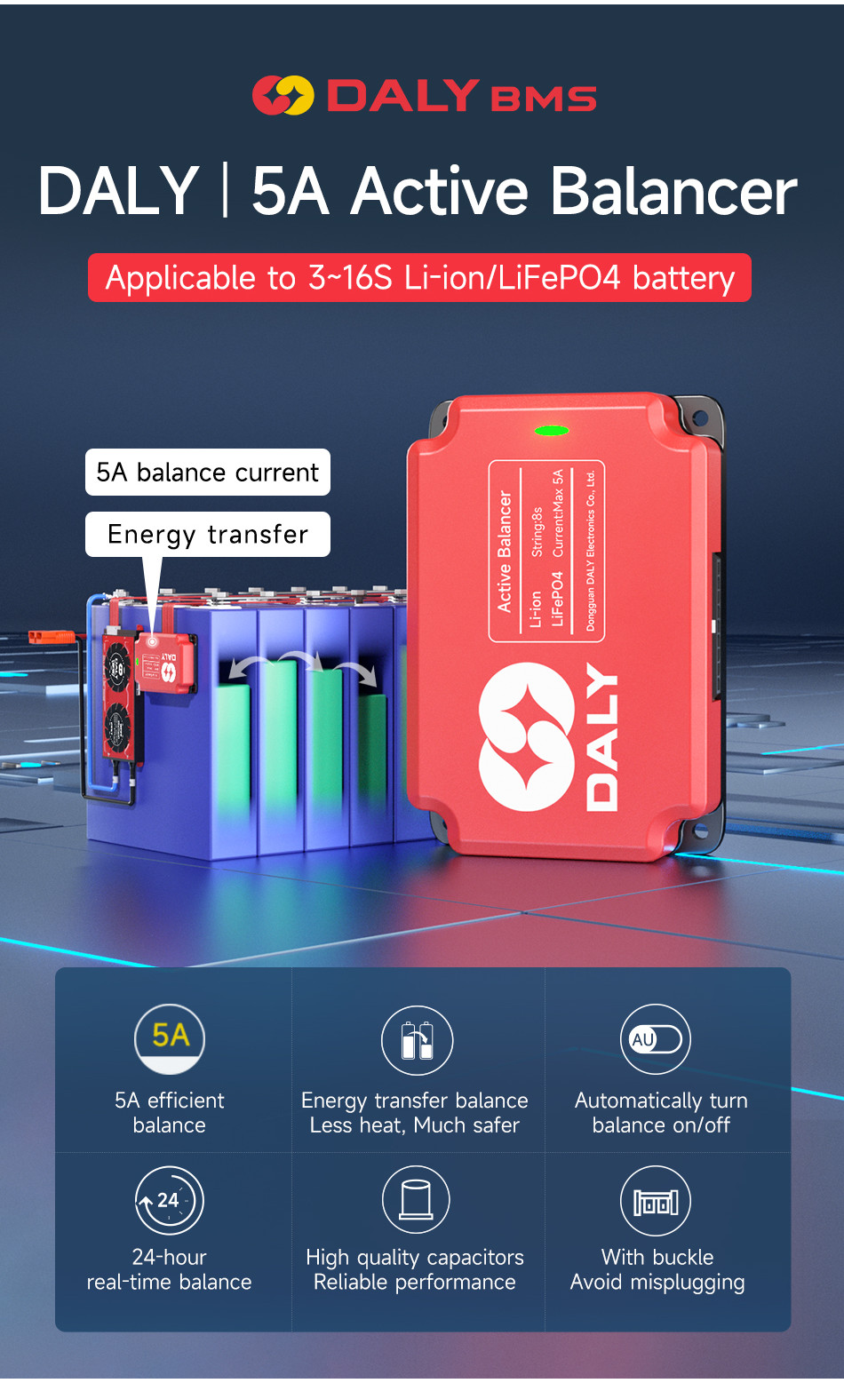 Daly BMS 5A Balancing Board 18650 Active Equalizer Balancer Lifepo4 3S ...