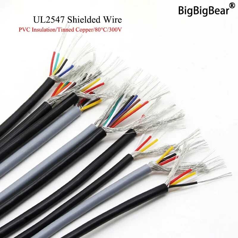 Ul2547 5/10M Shielded Wire Signal Cable 30 28 26 24 22 20 18 AWG ...