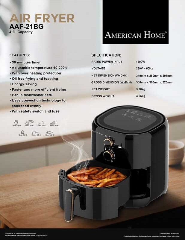 Home ☥ American 4.2L Manual Air Fryer AAF-21BG | Shopee Philippines