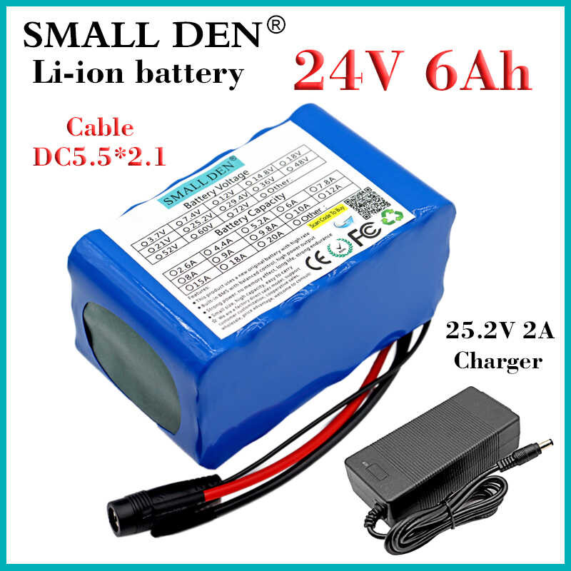 24V 6Ah 6000Mah 18650 Lithium Battery Pack 6S3p 0-350W Motor Para Sa ...