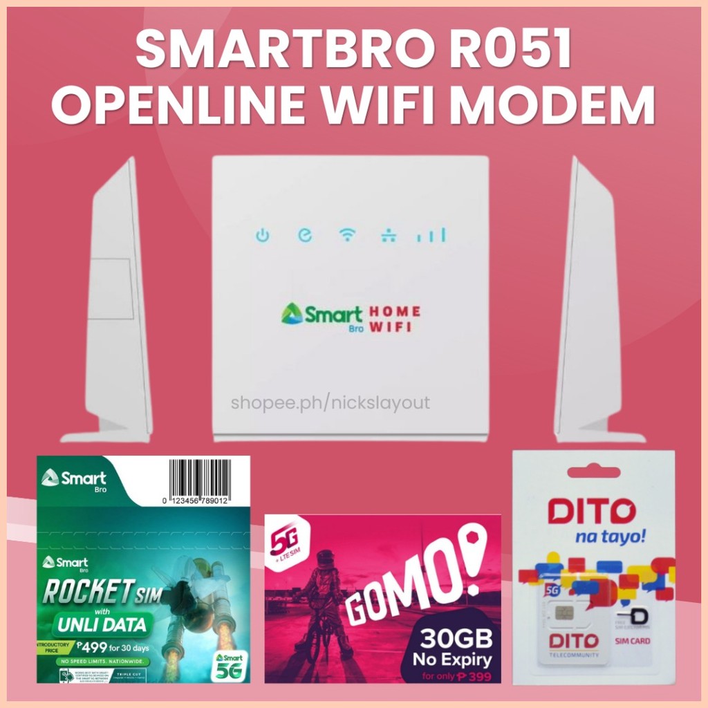 ¤ ๑ Smartbro R051 openline WIFI modem, FREE 1GB DITO SIM,Free unlidata smart sim, lahat ng sim ...