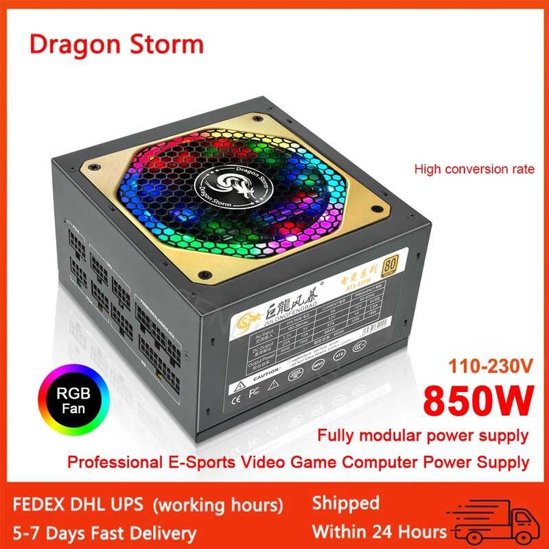 RGB 850W 80Plus Gold Full Modular 1000W PC Active PFC Unit Server ...