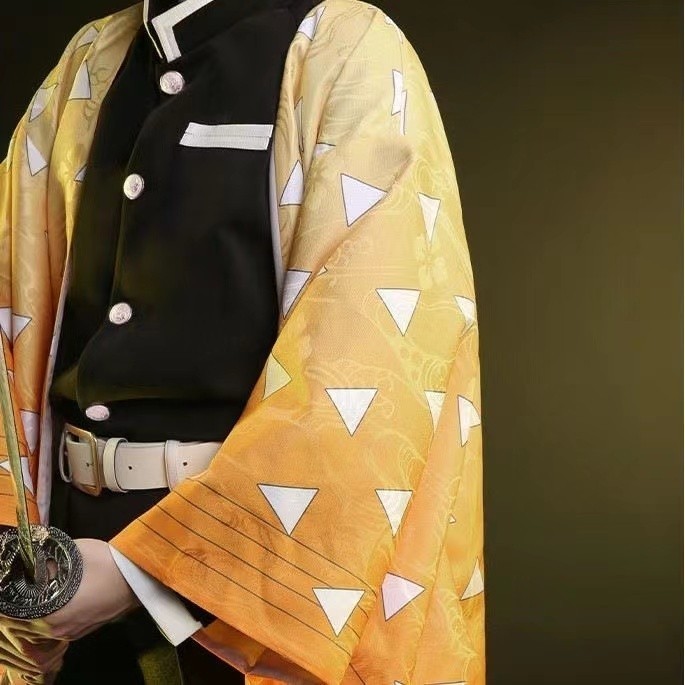 Demon Slayer Kimetsu Zenitsu Cosplay Costume Kimono Uniform Halloween ...
