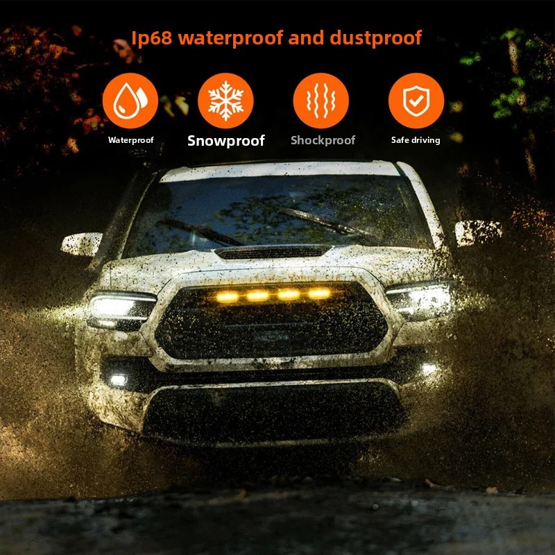 4pcs Car Front LED Grille Light/Day Light Eagle Eye Lamp Decorative Fog ...