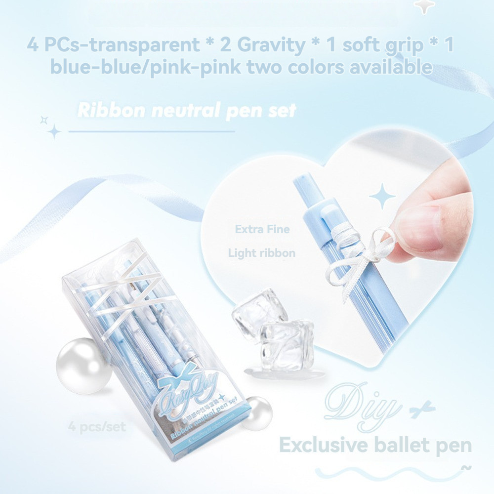 4pcs Ballet Strap Gel Pen Press Black Pen 0.5 Student Brush Question ...