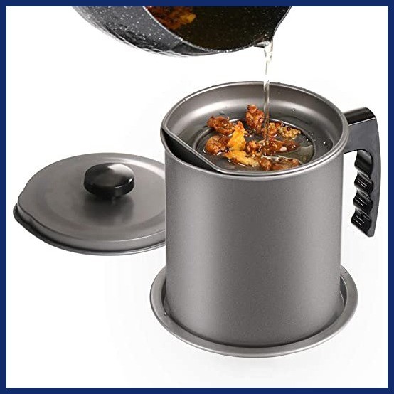 1.4 Large Capacity 304 Stainless Steel Oil Pot with Filter, Oil Storage ...
