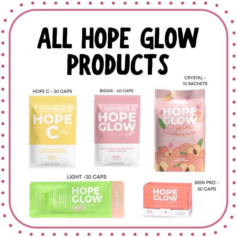 HOPE GLOW Luna Aura Glutathione Beauty Supplement ALL CAPS AND DRINKS ...