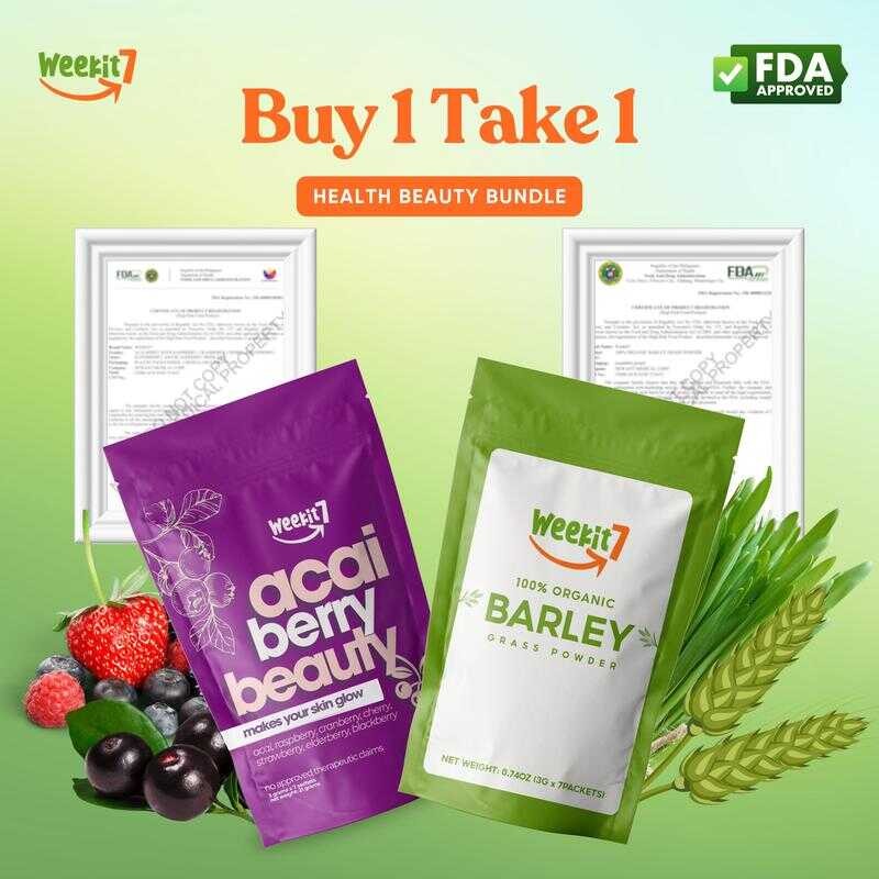 Weekit7 Barley Grass Powder Original & Wild Berries Mixed Drinks Pure ...