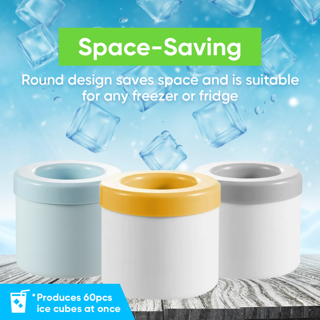 60 Grids Silicone Ice Cube Mold Round Ice Bucket Homemade DIY ...