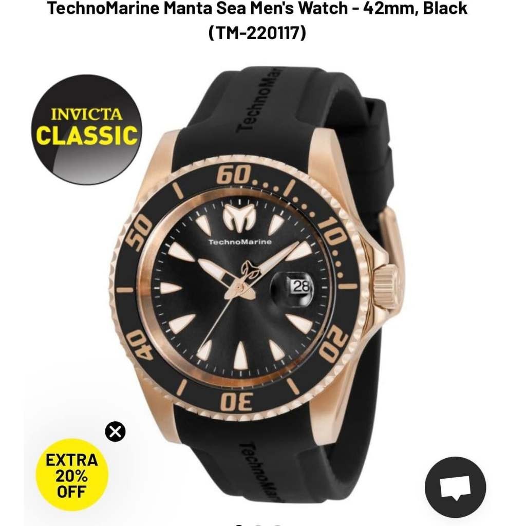 ♞TechnoMarine Manta Sea Men's Watch - 42mm, Black (TM-220117) | Shopee ...