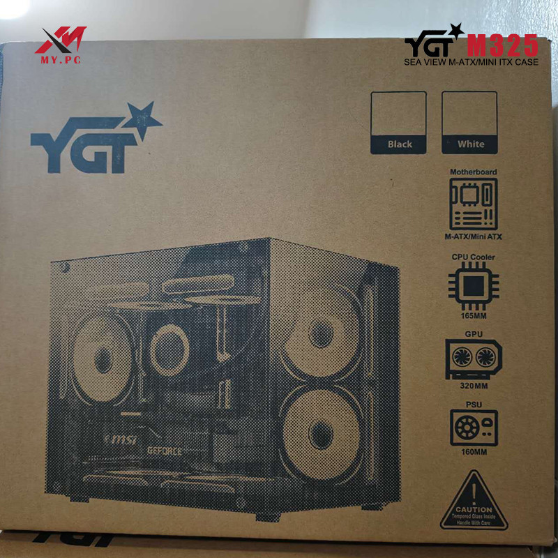 YGT M325 Gaming PC Case Sea View Room Panoramic Tempered Glass M-ATX ...