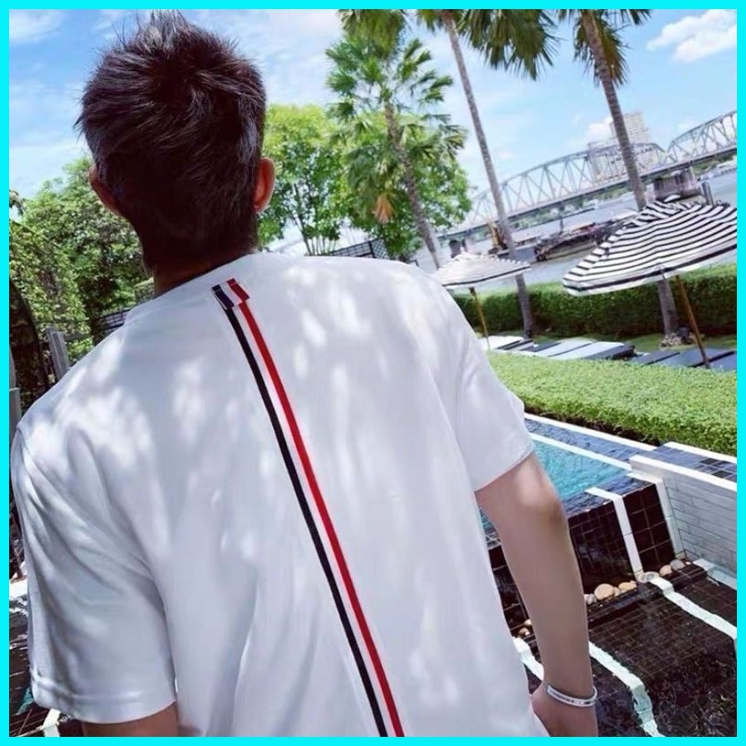 Oversized TB Tom Brown Thom Red Blue Stripe Letter Simple Fashion Mens ...