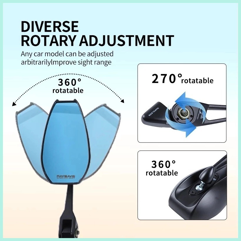 360°side Street king side mirror Motorcycle side mirror Anti-glare Blue ...